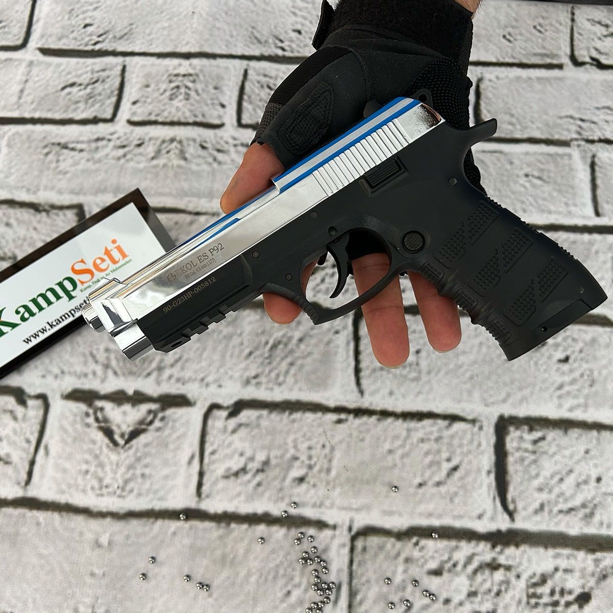 EKOL S P92 Blowback Havalı Tabanca Parlak Beyaz Polimer 4.5 mm - Kamp Seti