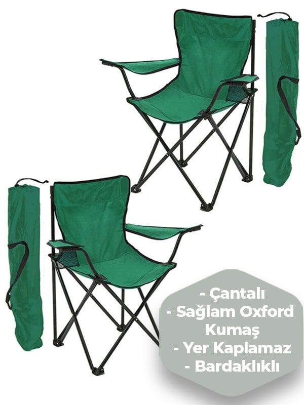 2 Adet KampSeti Çantalı Katlanır Kamp Sandalyesi Rejisör - Kamp Seti