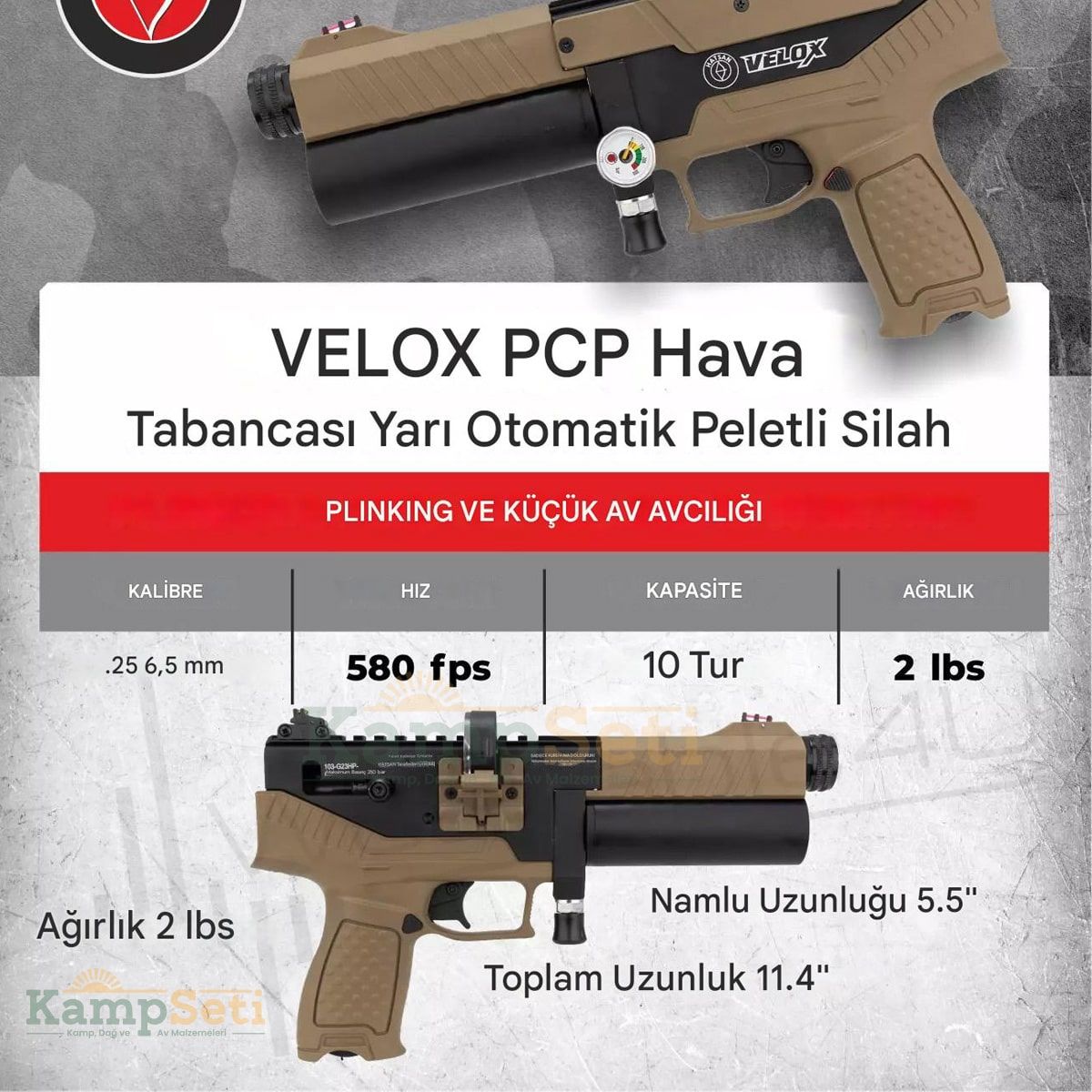 Hatsan Velox FDE PCP Havalı Tabanca - Kamp Seti