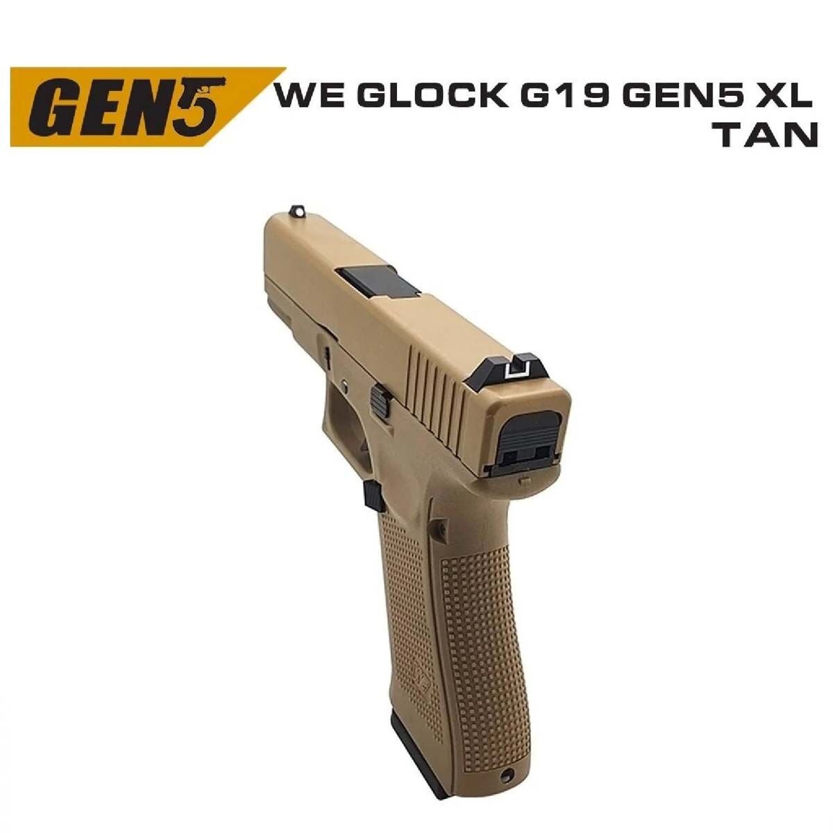 WE Glock 19X Gen5 XL GreenGas-Blowback Airsoft Tabanca TAN - Kamp Seti
