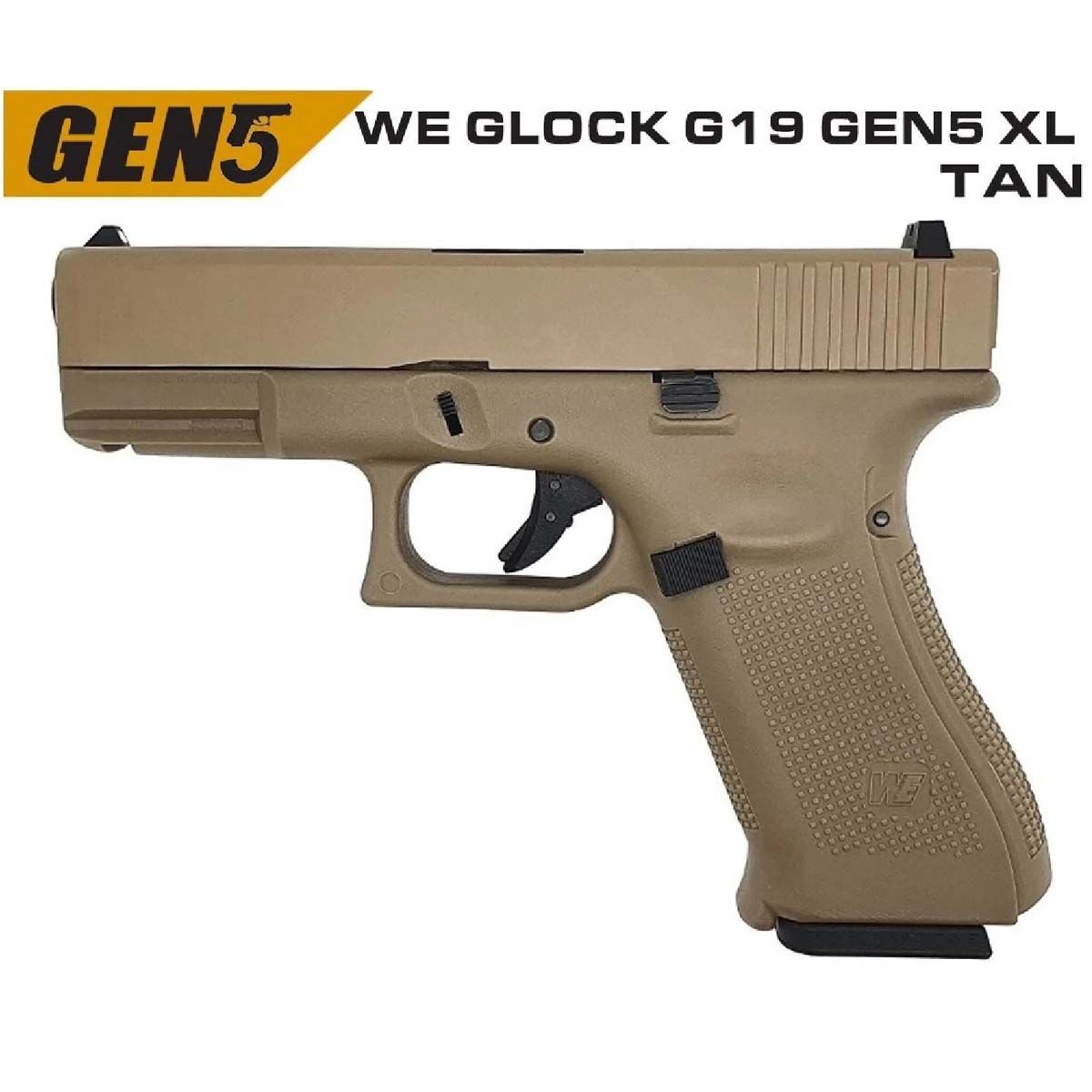 WE Glock 19X Gen5 XL GreenGas-Blowback Airsoft Tabanca TAN - Kamp Seti
